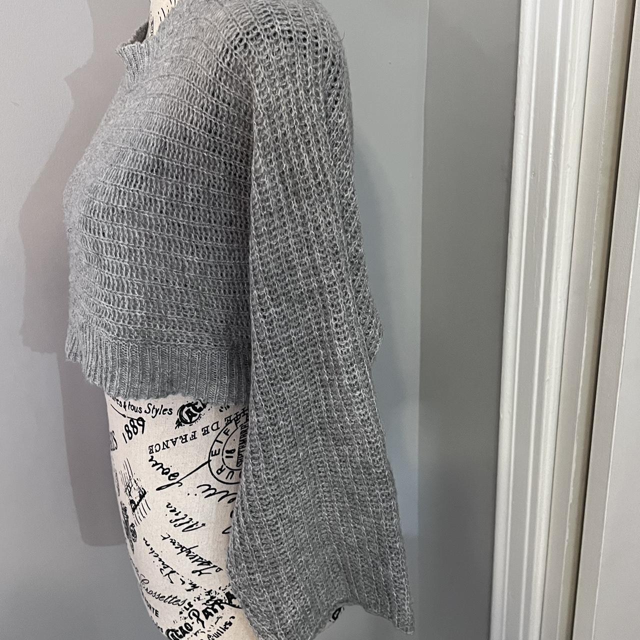 KNITTED CROP SWEATER Color - grey Size - medium - Depop