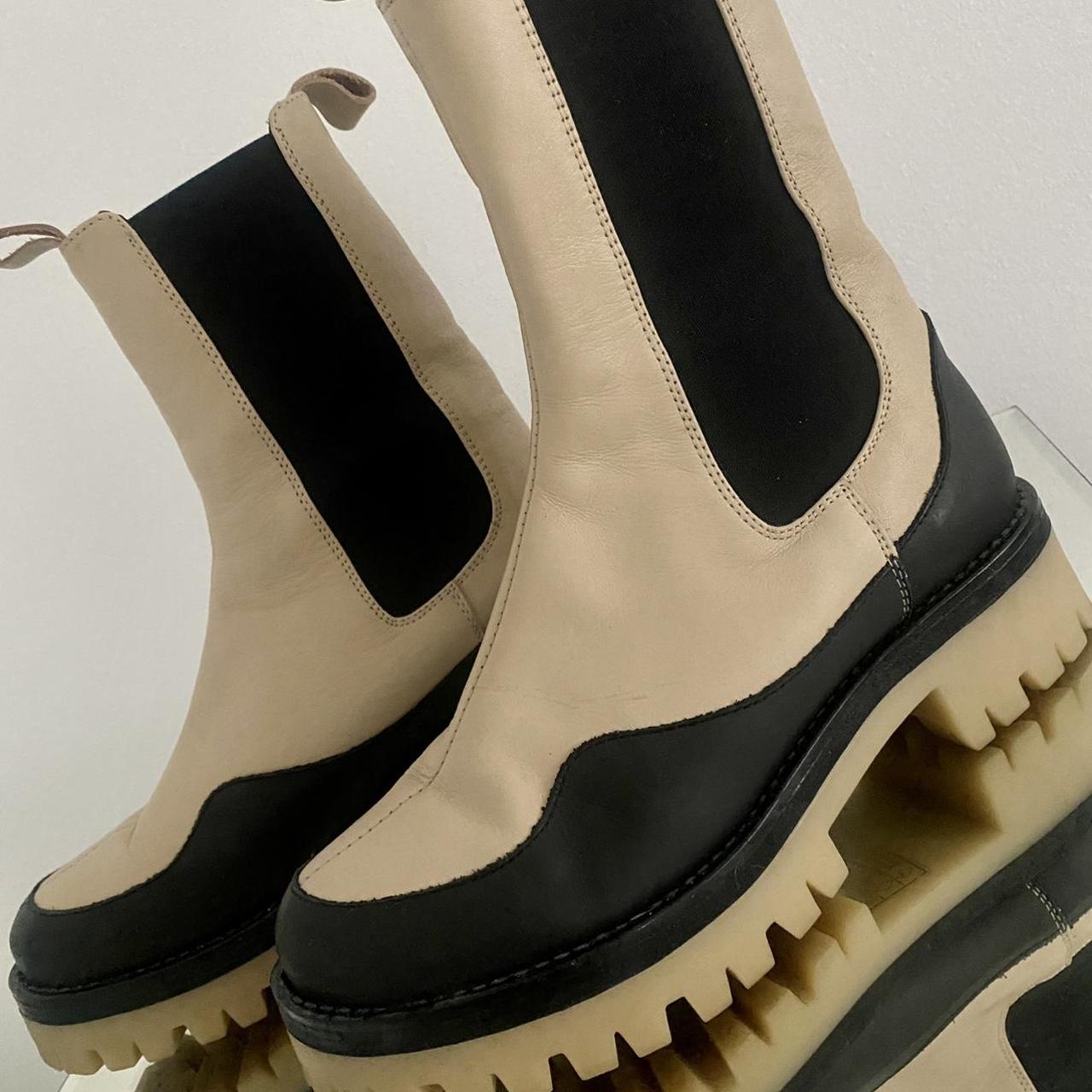 ASOS - Chunky cream & black boots. Size 4. Worn only... - Depop