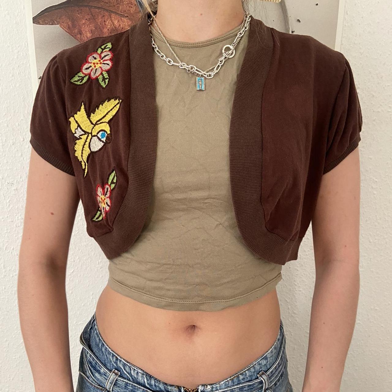 embroidered brown bolero ballet core style!! slight... - Depop