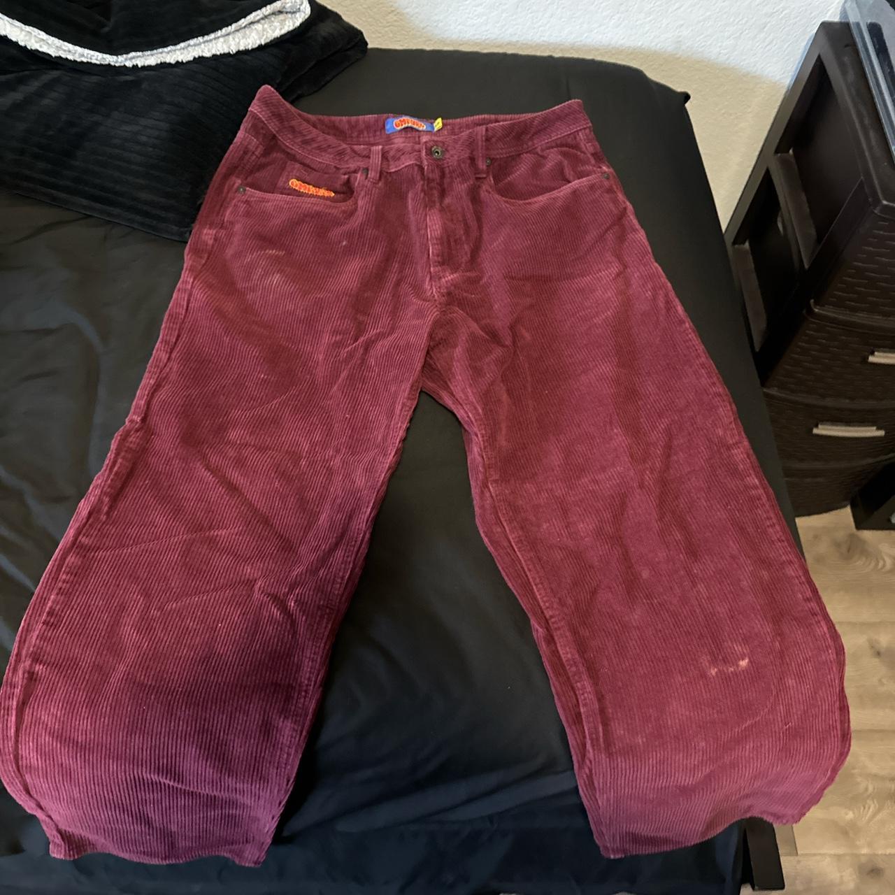 Burgundy and red corduroy pants - Depop