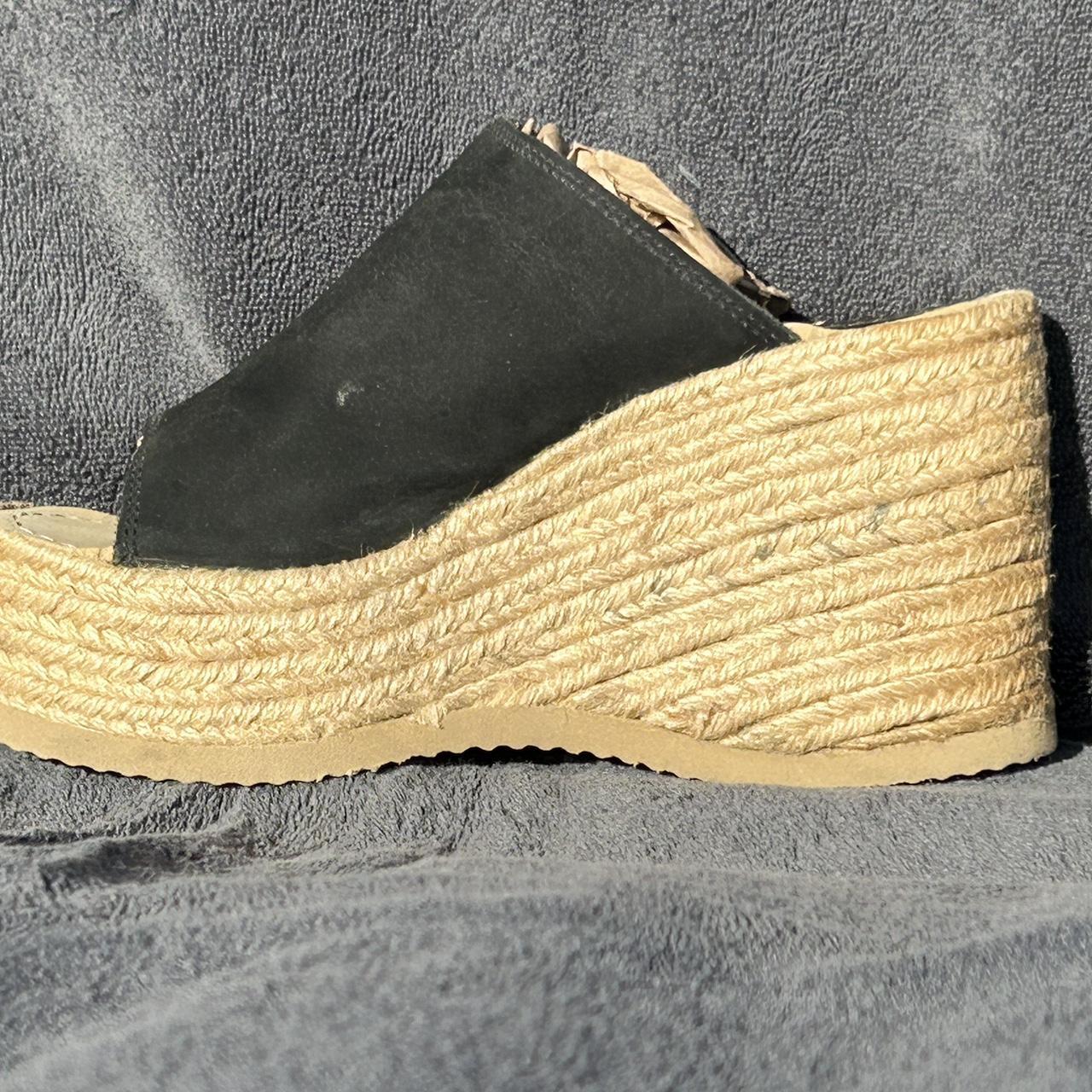 Bongo wedge slides Black Jute heel 4” heel 1-3/4”... - Depop