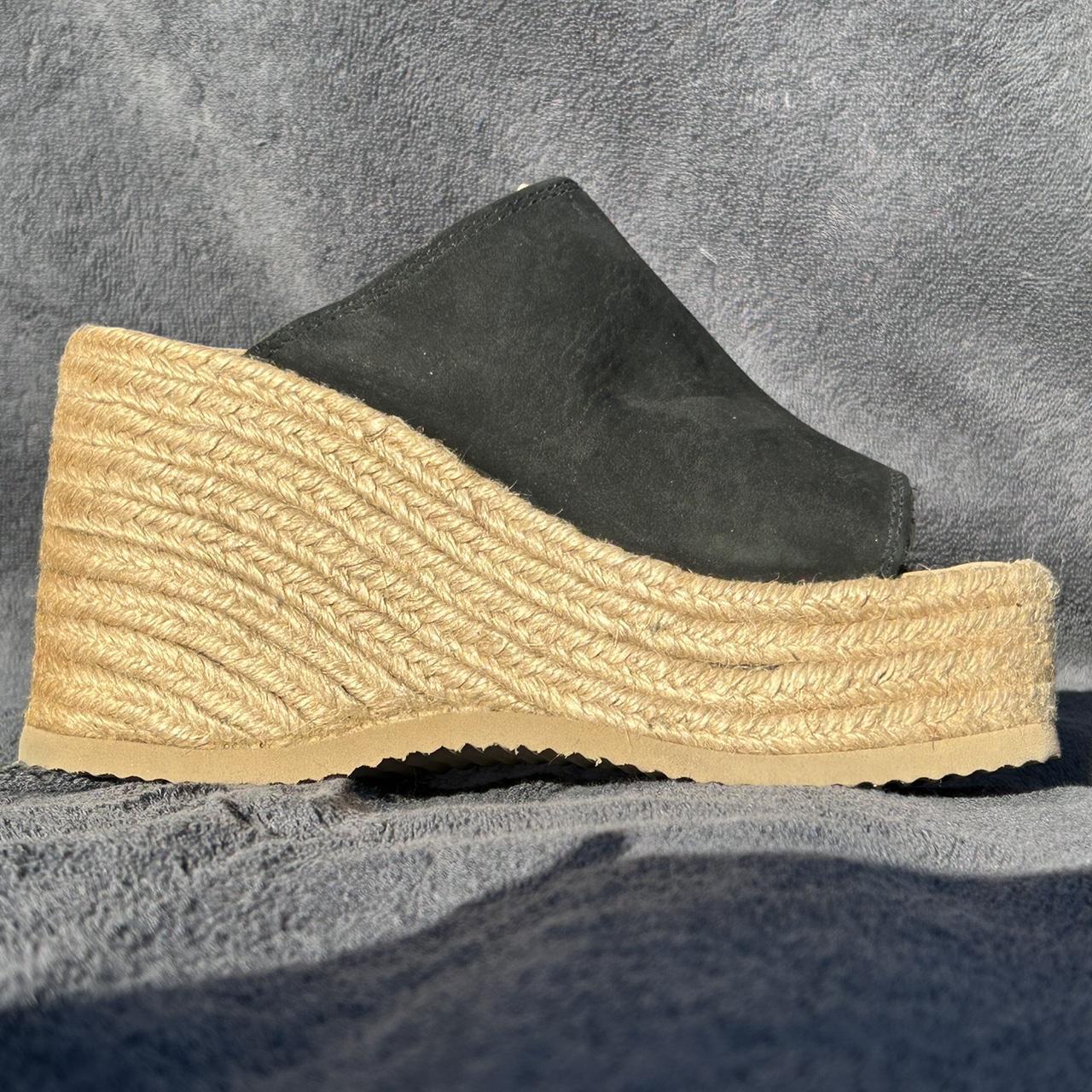 Bongo wedge slides Black Jute heel 4” heel 1-3/4”... - Depop