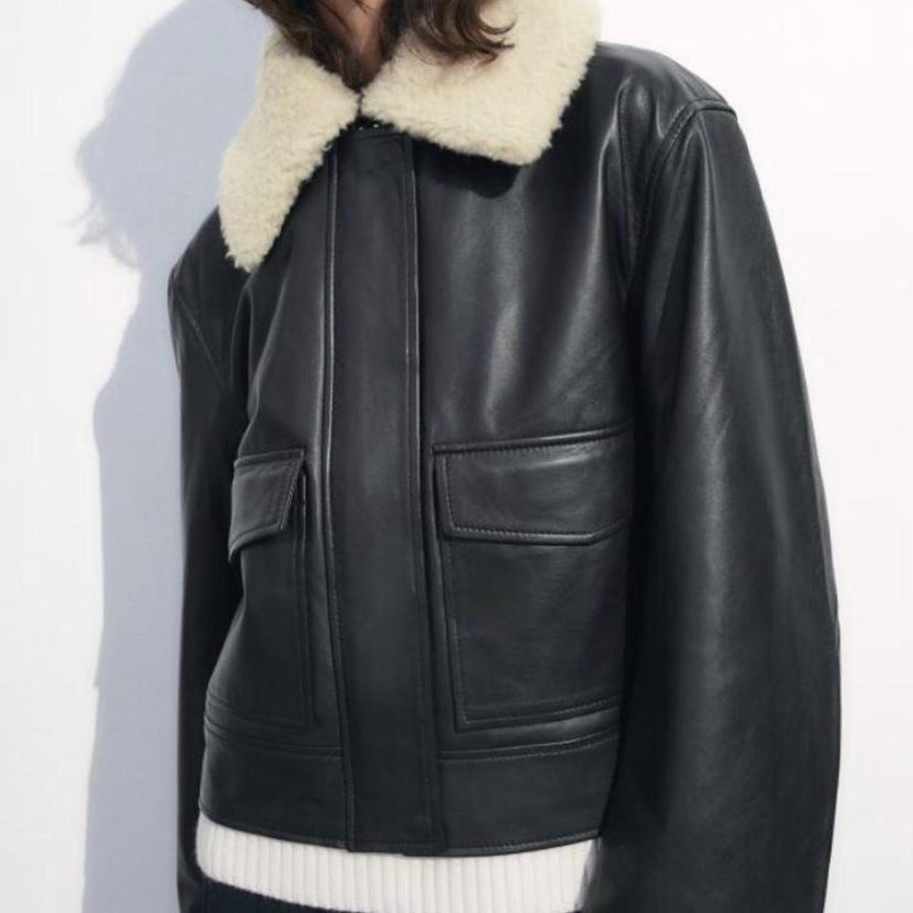 H&M Leather black Jacket Brand new Size Large... - Depop