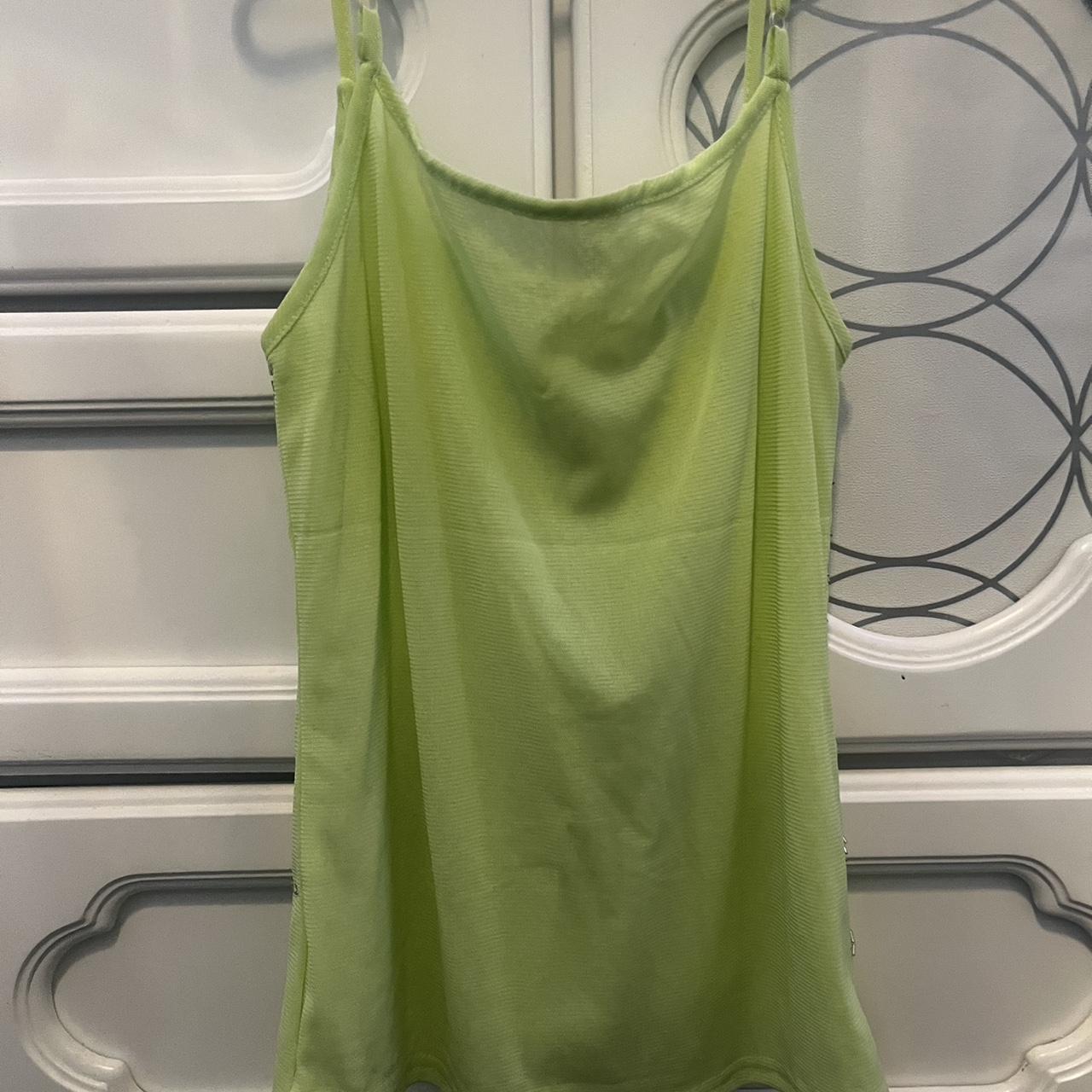 beautifully detailed sparkly green tank - adjustable... - Depop