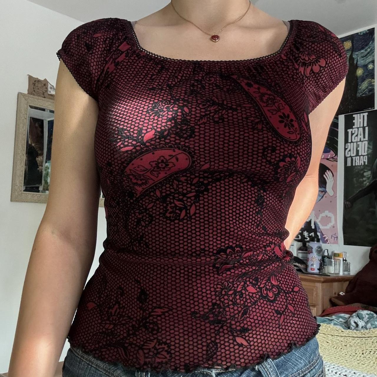 vintage vampire deep red top such a gorgeous shirt,... - Depop