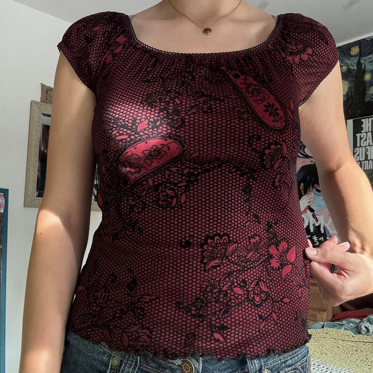 vintage vampire deep red top such a gorgeous shirt,... - Depop