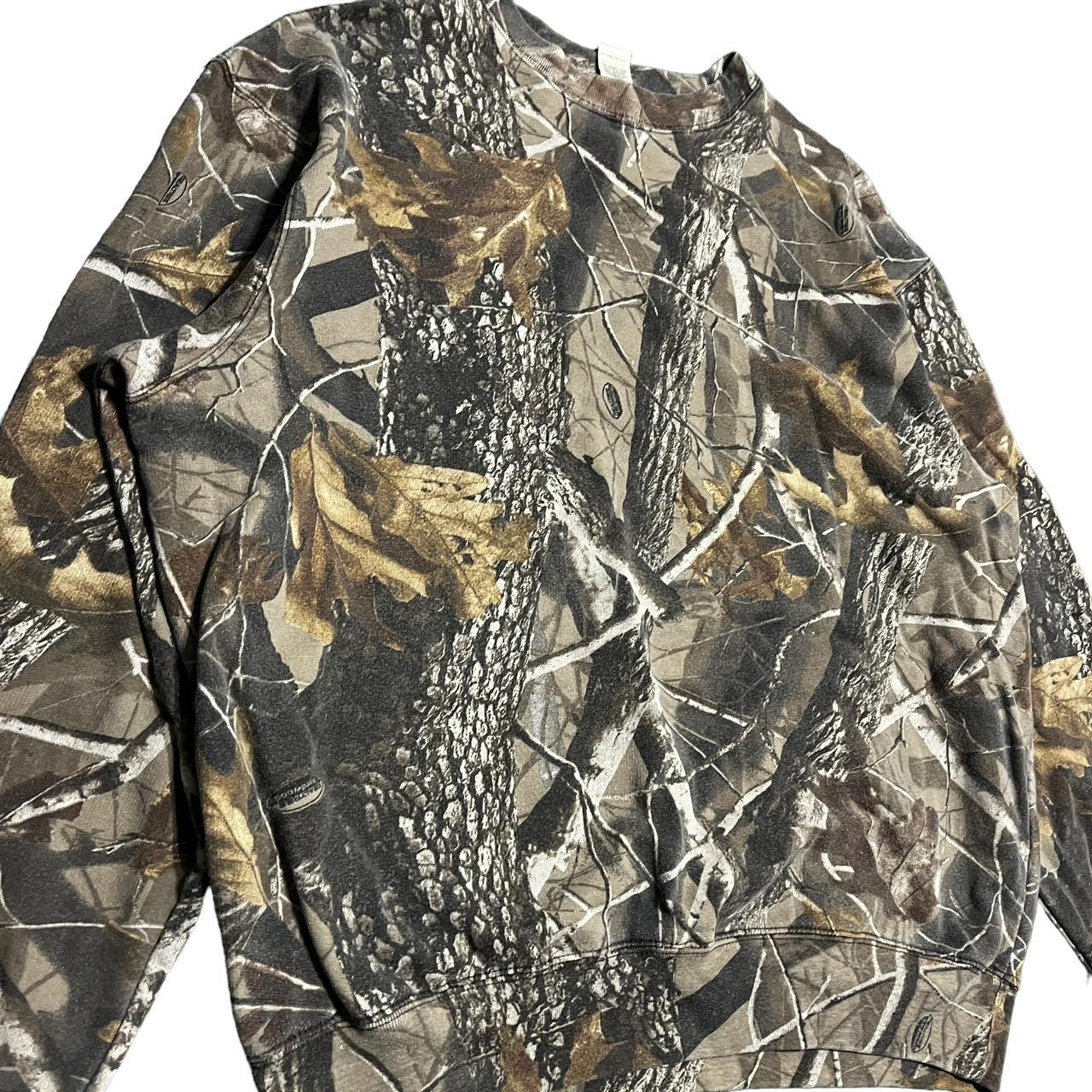 90’s real tree camo like crewneck -condition -... - Depop