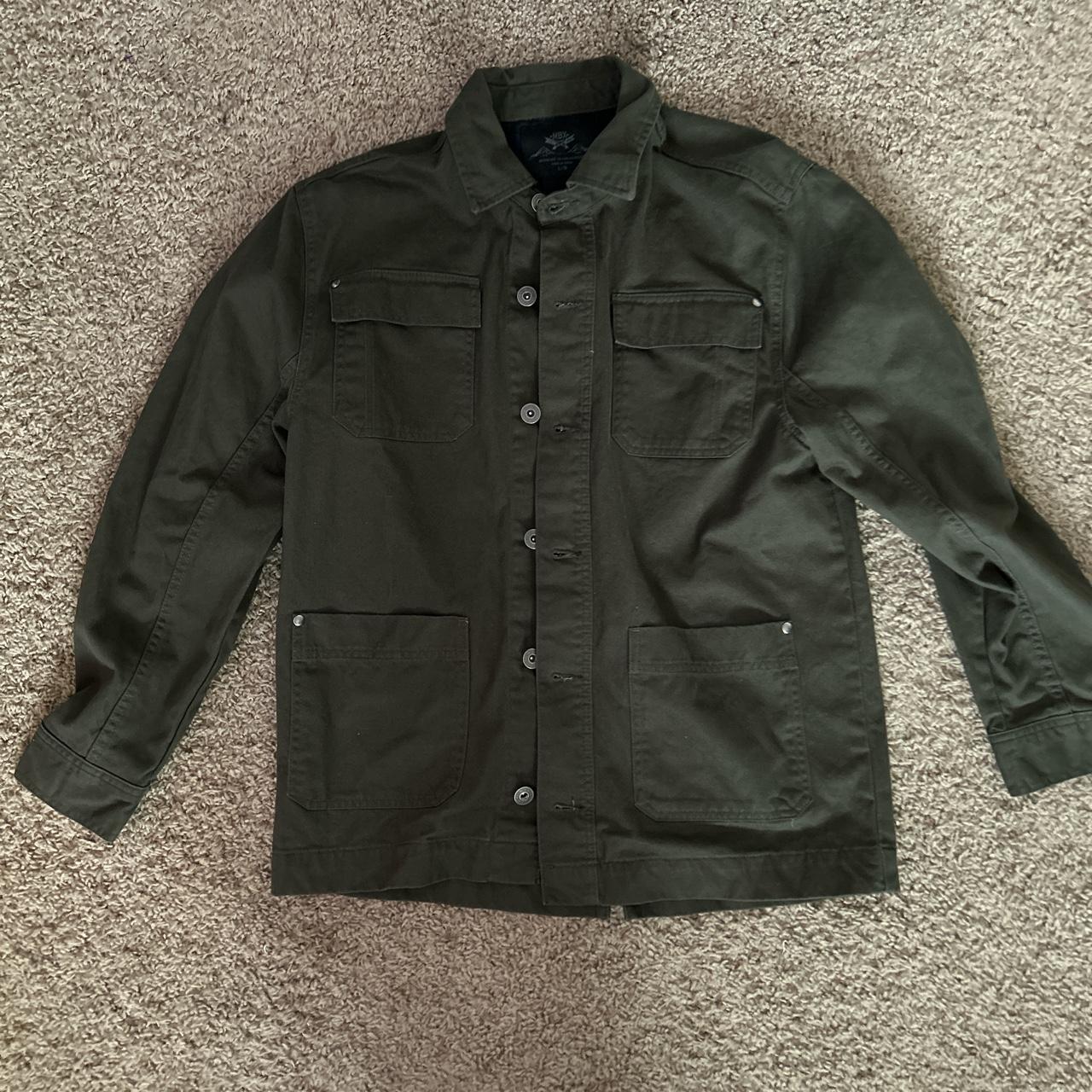 Men’s large forest green chore jacket In good... - Depop