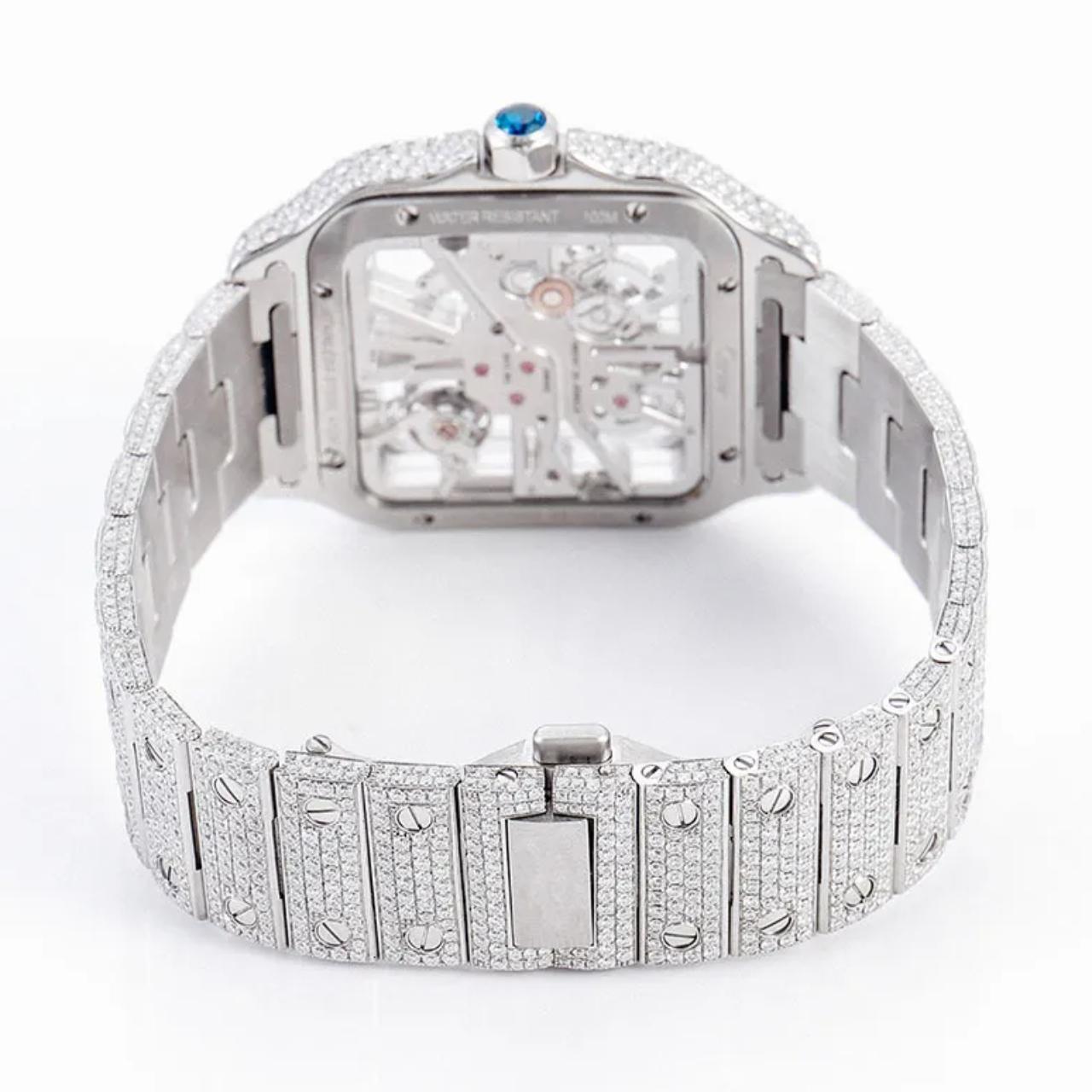 Pave Moissanite Dials Diamond Accent Watch Silver... | Depop