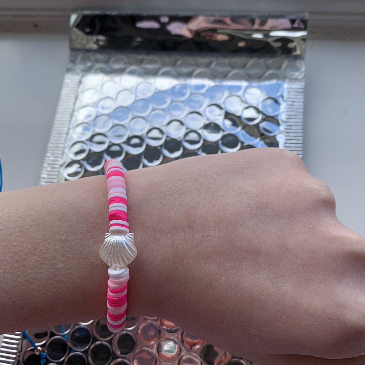 Pink shell bracelet. Size small. Includes lots of... - Depop