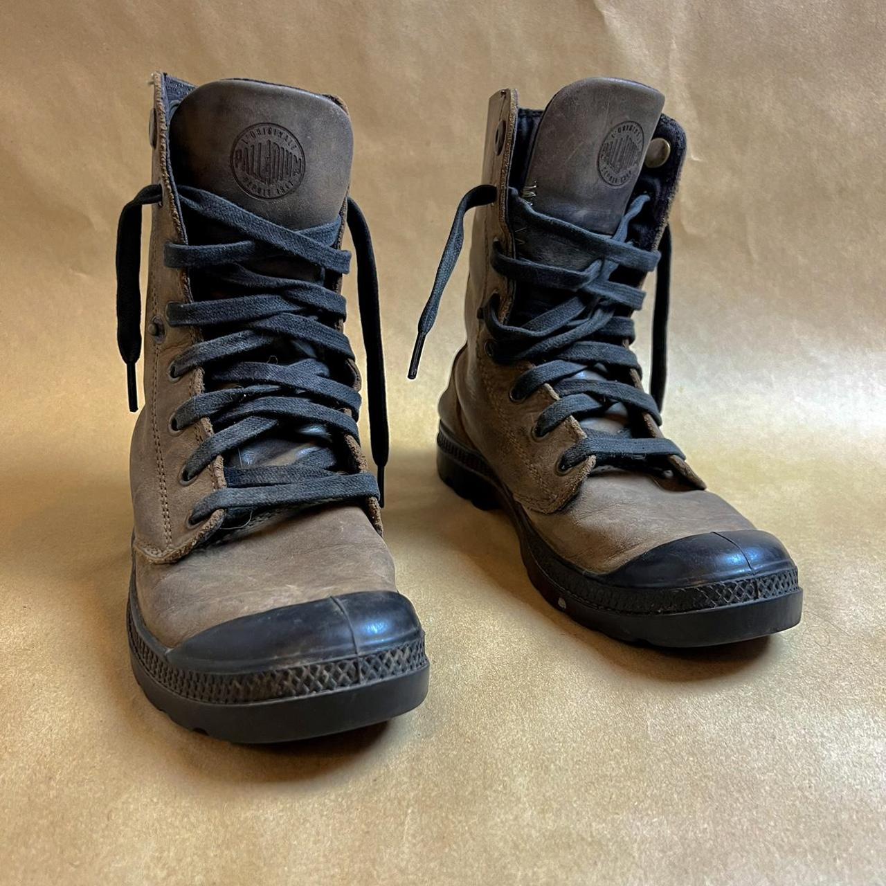 Palladium Women's Khaki and Brown Boots | Depop