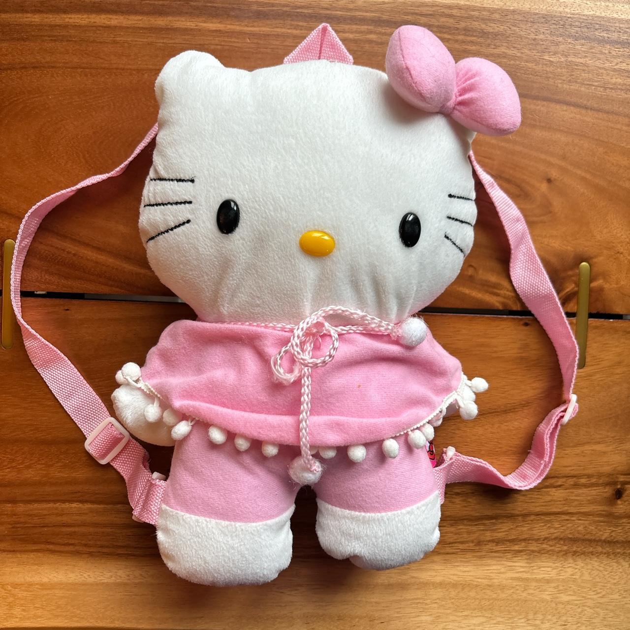 Pink Hello Kitty stuffed animal plushy backpack with... - Depop