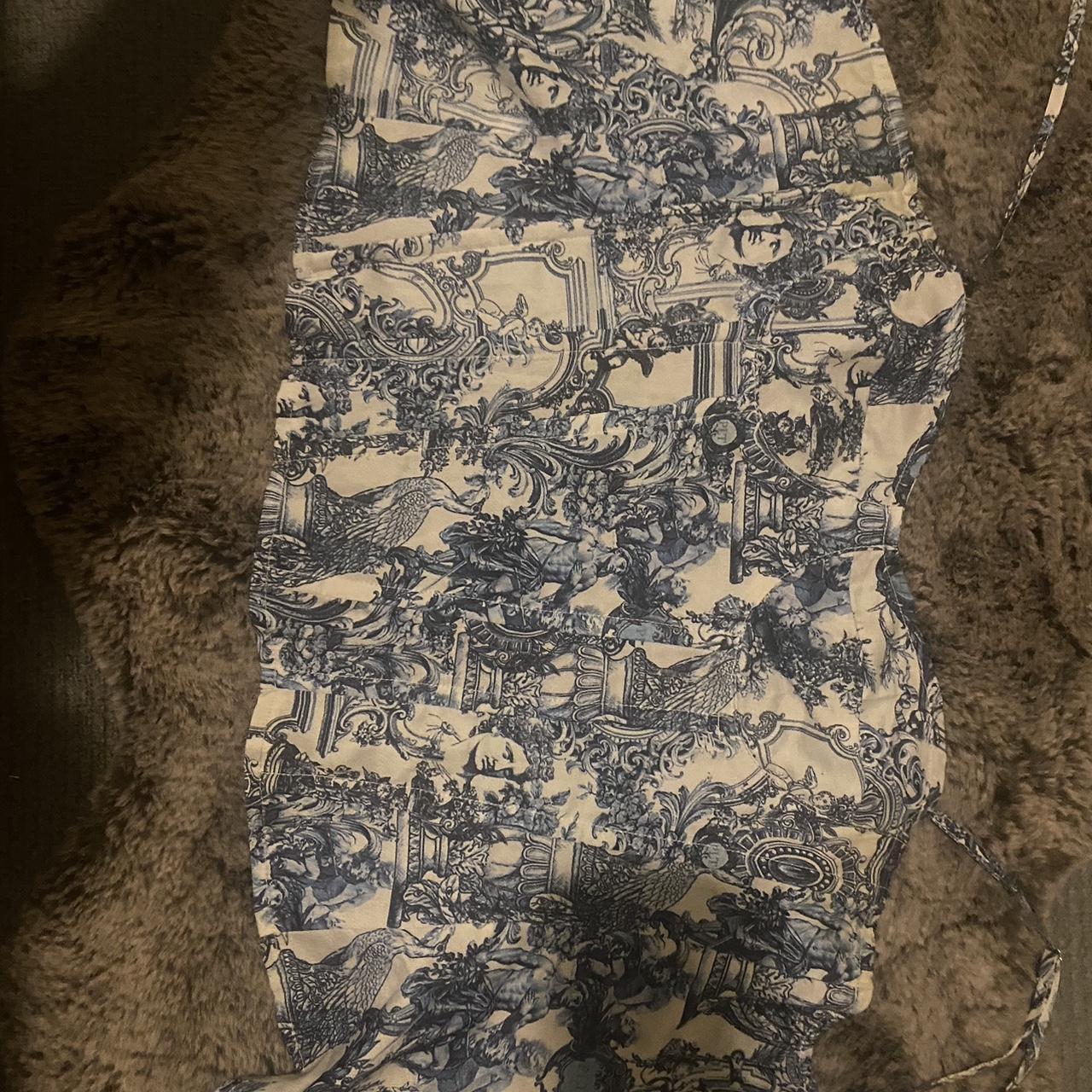 brand new Blue Renaissance Print Structured Corset... - Depop