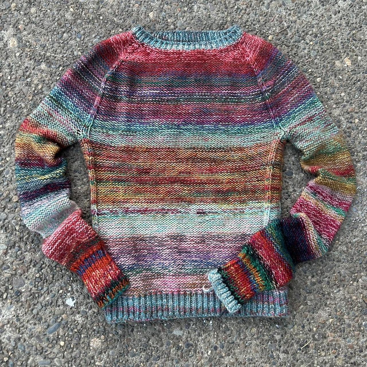 one of one multi colored striped sweater with a... | Depop