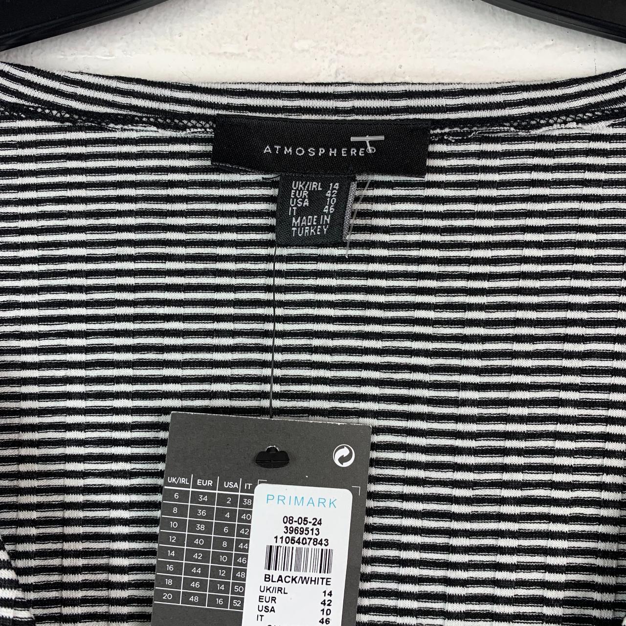 NEW Primark Black/White V-Neck Wrap Front 3/4 Sleeve... - Depop