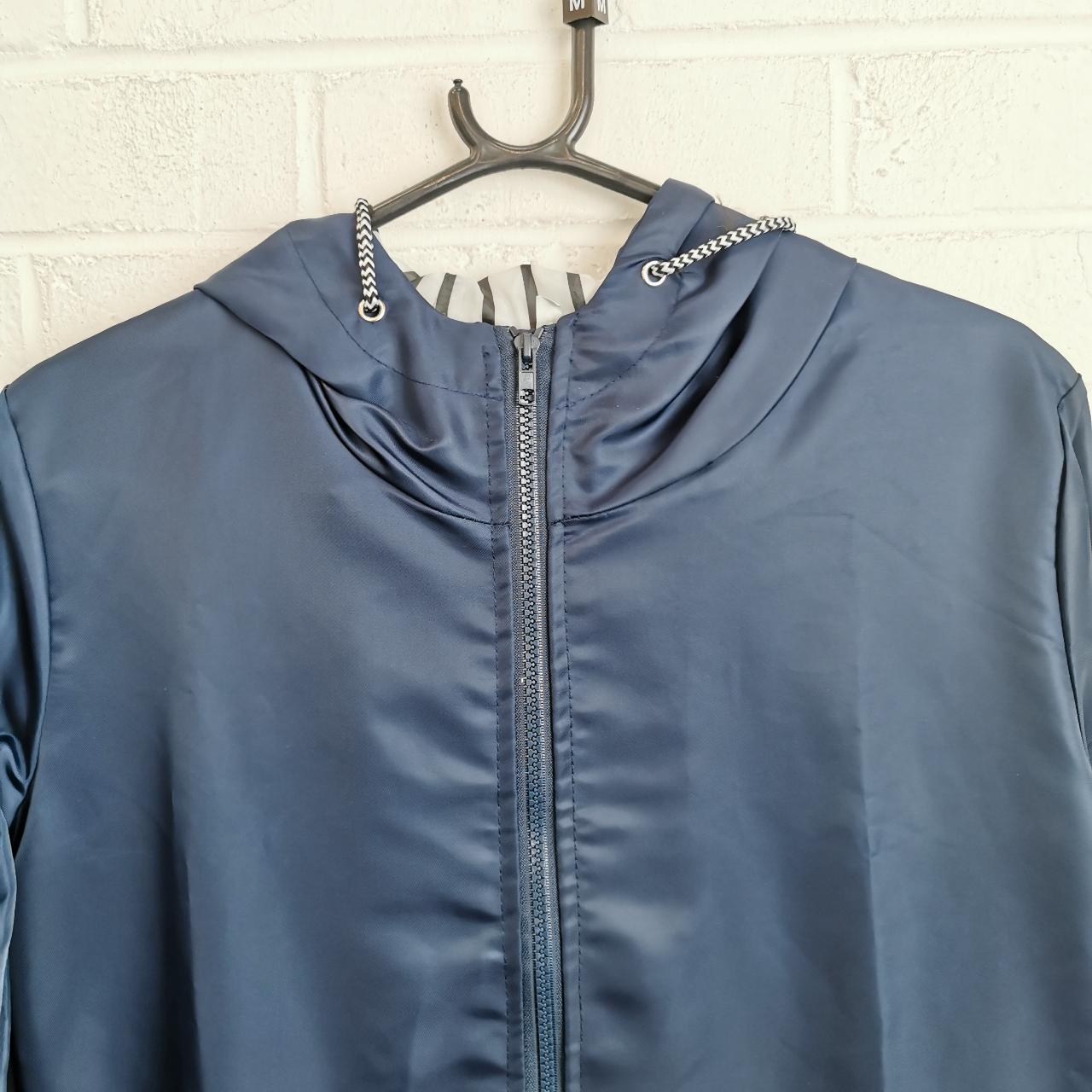 Unbranded Ladys' Navy Blue Raincoat with hood and... - Depop