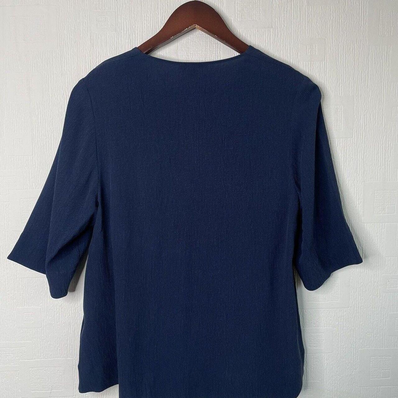 COS Cupro Blouse Top Navy Blue Faux Wrap Front Half... - Depop