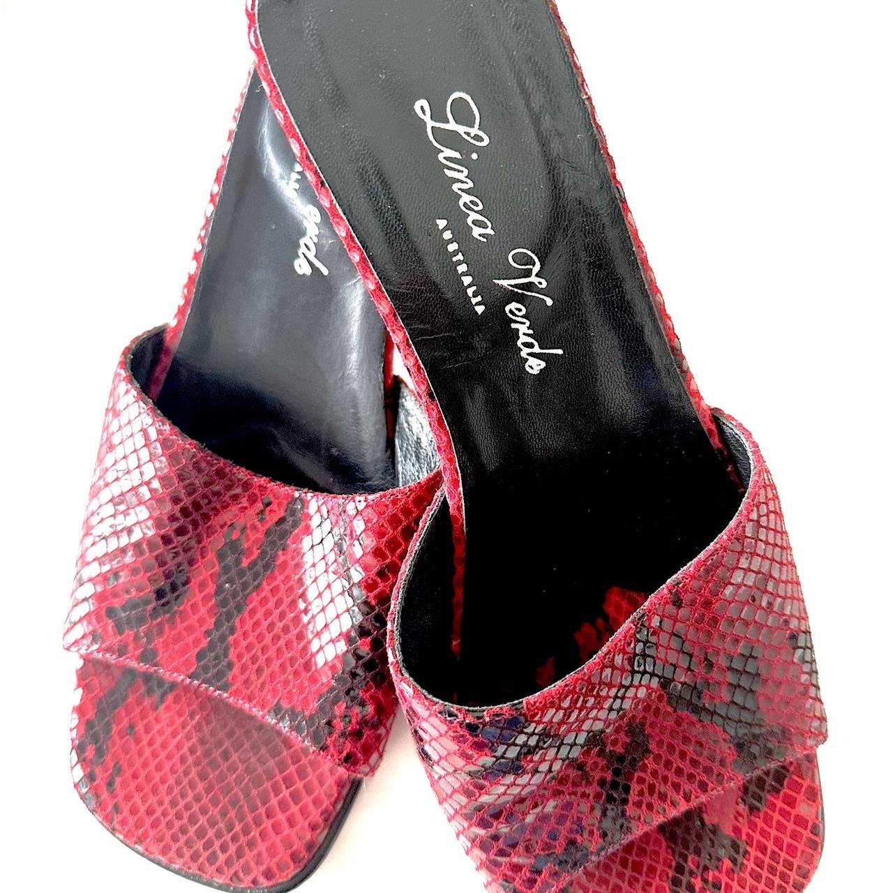 Y2K Red Snakeskin Leather Mules Size 8 These are... - Depop