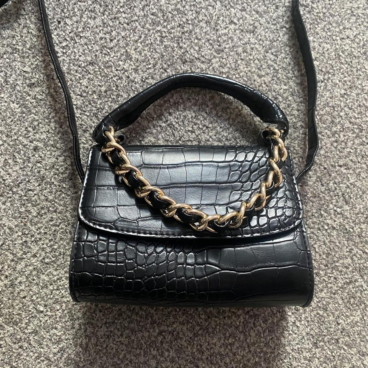 Mini black handbag with long adjustable shoulder... - Depop