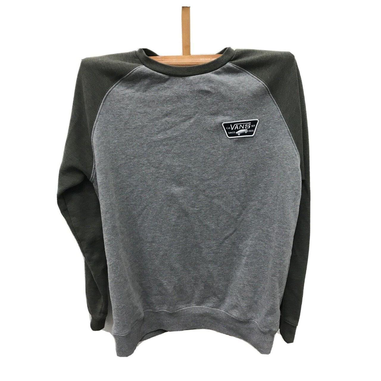 Vans Sweatshirt XL Green Gray Logo Patch Pullover... - Depop