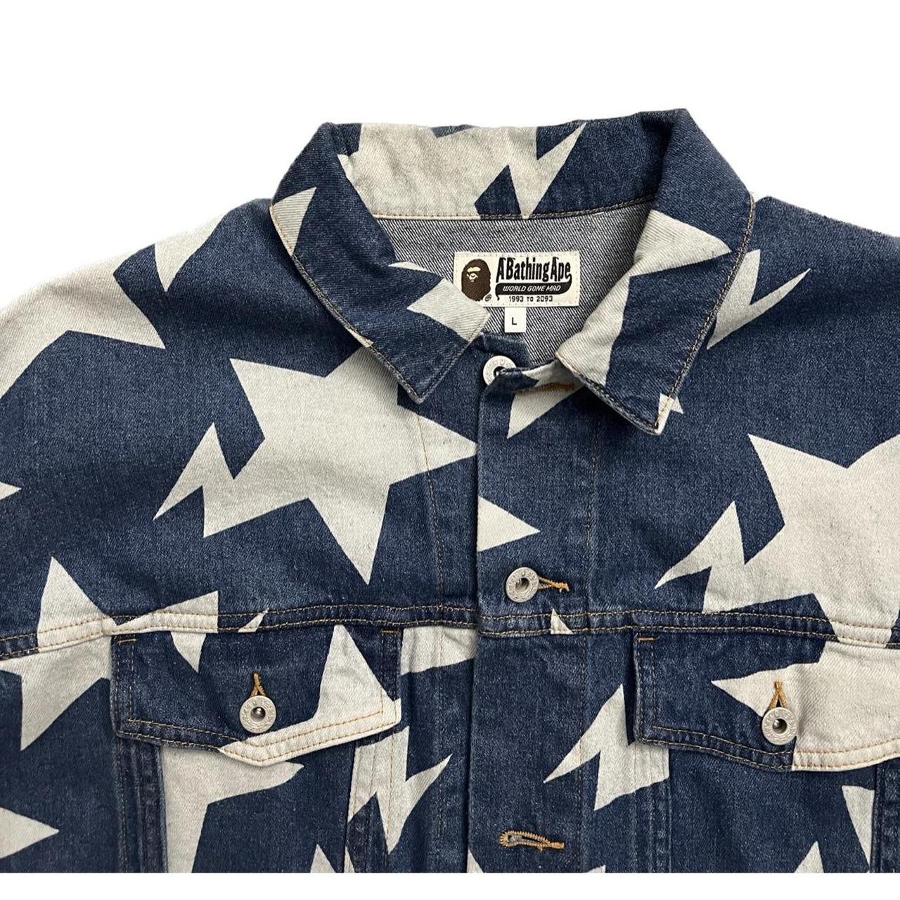 BAPE Sta Pattern Loose Fit Denim Jacket Indigo - Depop