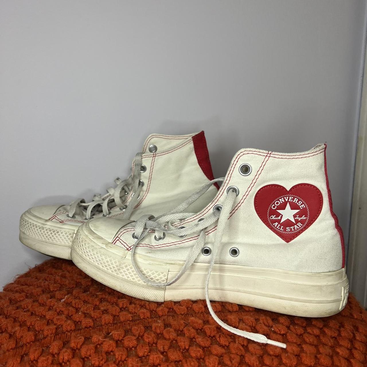 Chuck Taylor Red Heart Converse! 🍓 - Size 7 1/2 -... - Depop