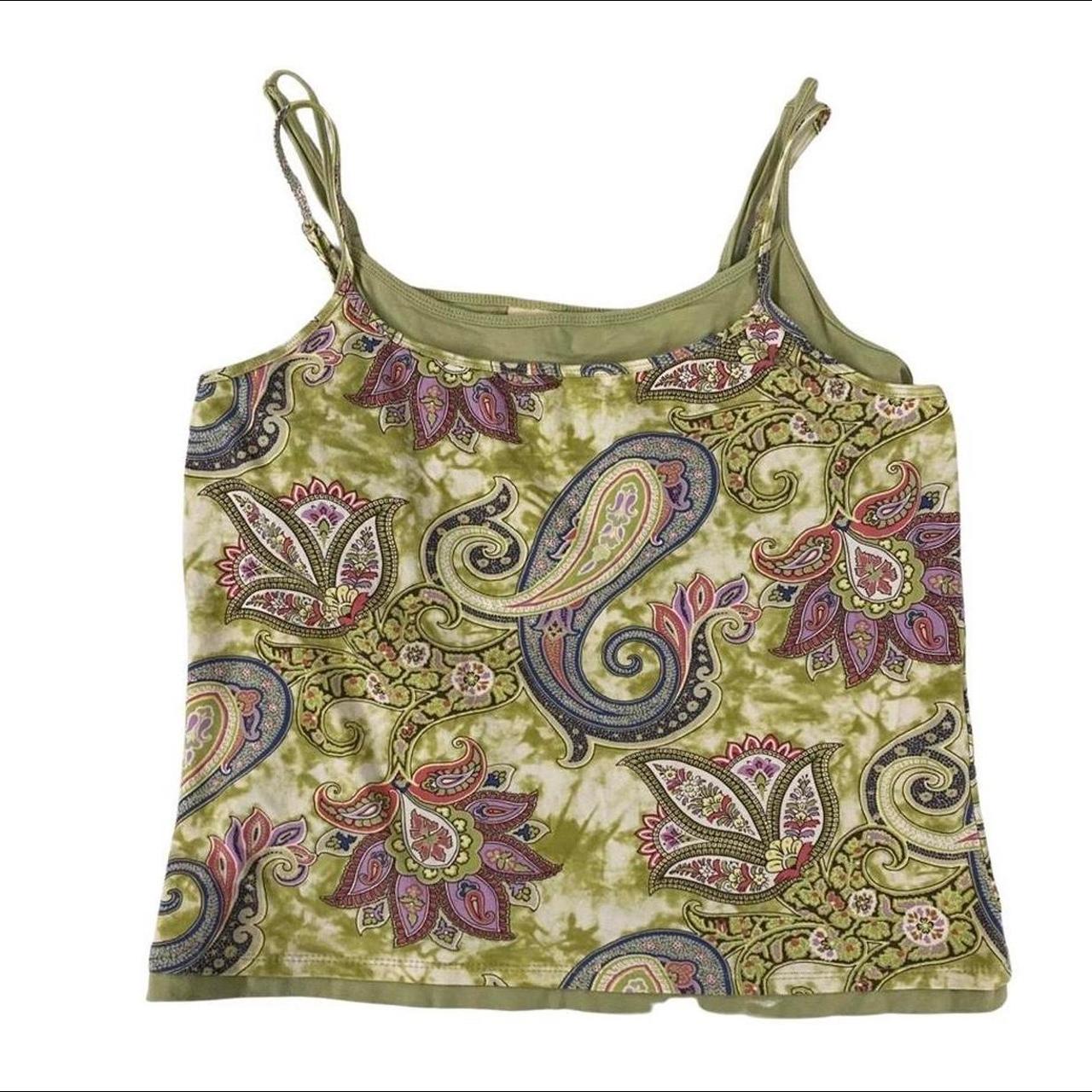 Y2k Faded Glory Paisley Cami Top (Repop) Vintage... - Depop