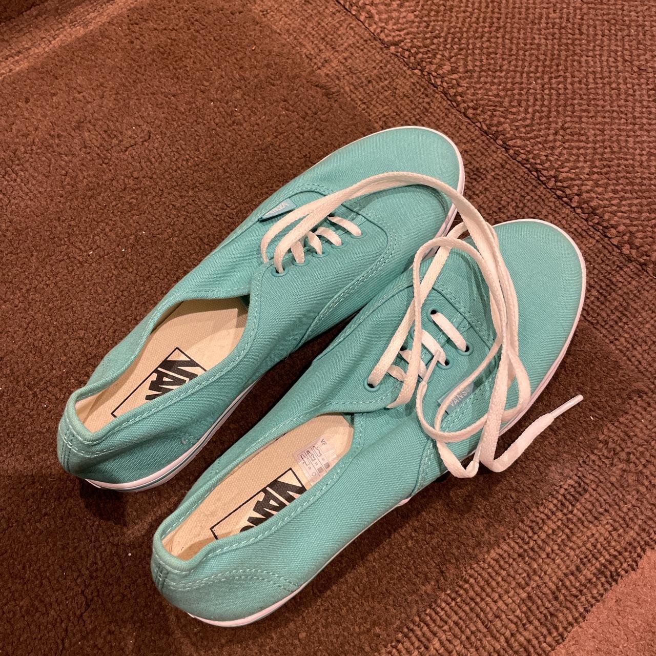 NEW and UNWORE Turquoise vans shoes Bought a year... - Depop