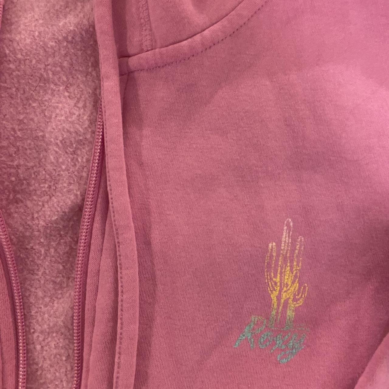 Pink Roxy zip-up with super cute design -super soft... - Depop