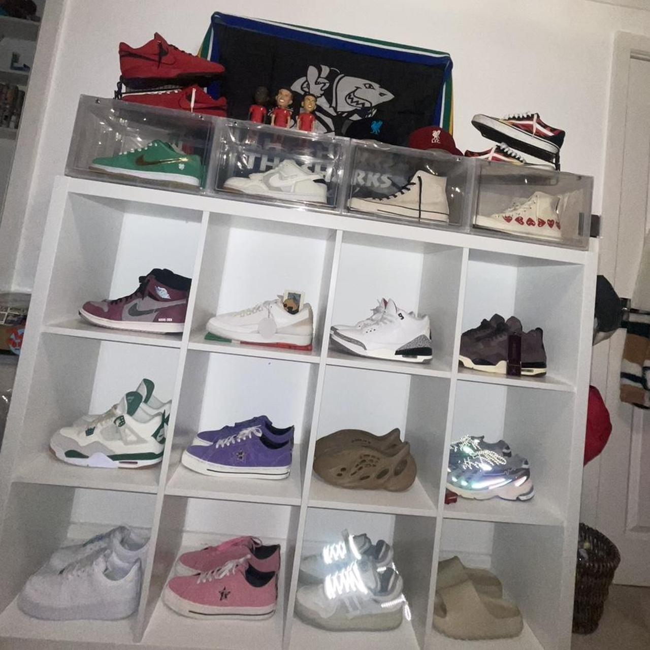 Multiple sneakers and acrylic display/storage boxes... | Depop