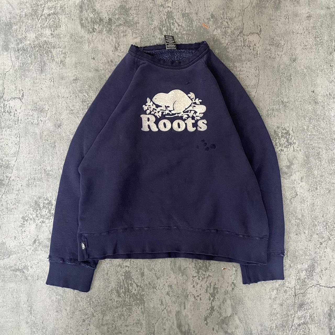 Roots Men's Navy Sweatshirt | Depop