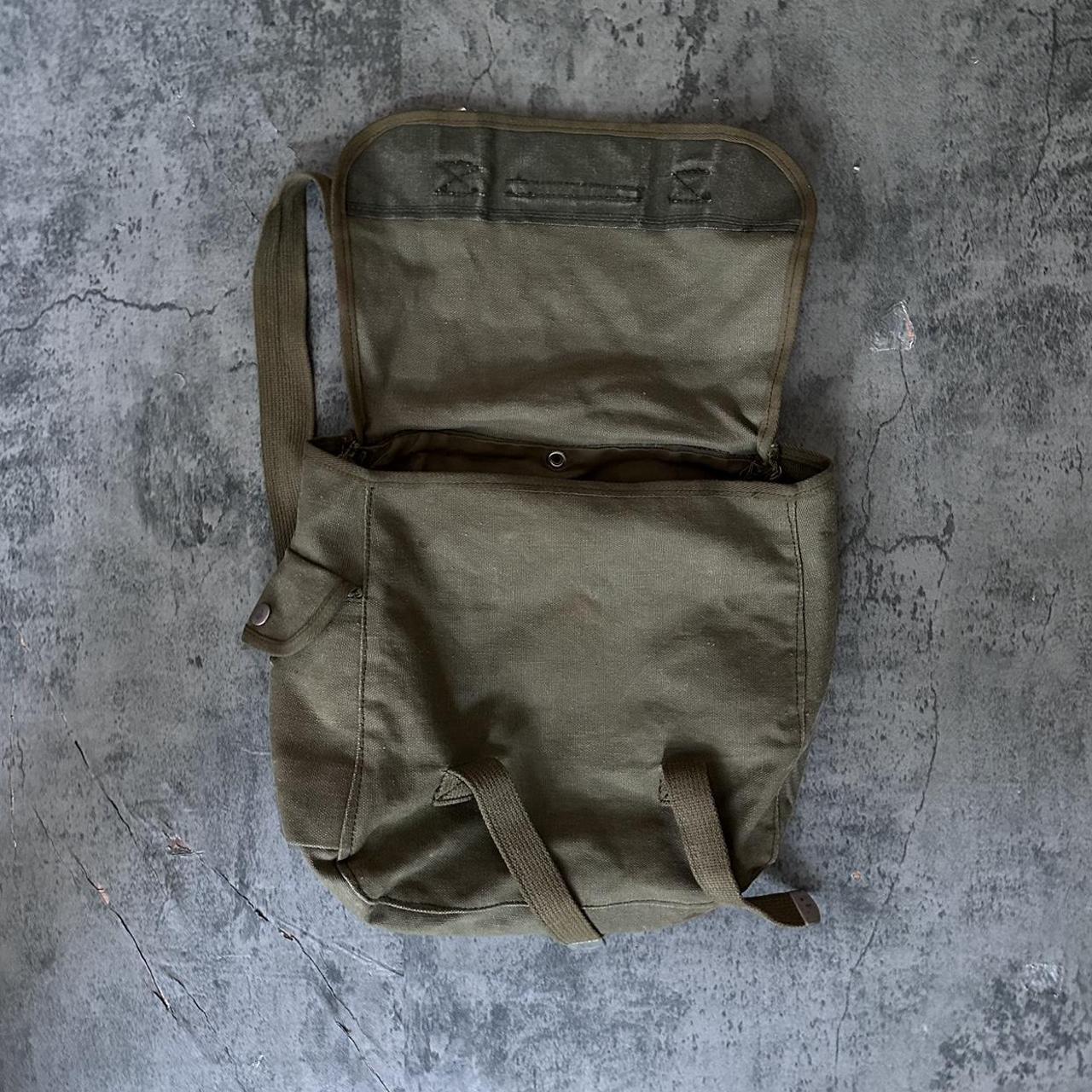 vintage 90s military green strap backpack sz... - Depop
