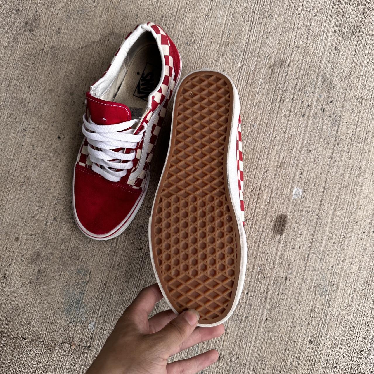 red and white vans - Depop