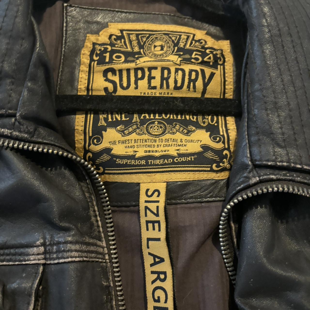 Dark Super-dry leather jacket #leatherjacket... - Depop