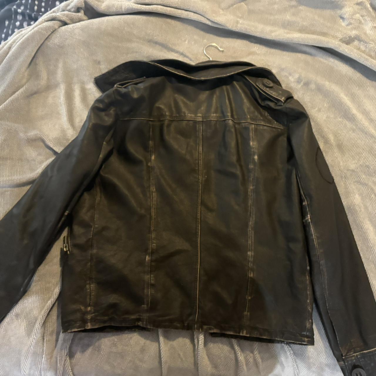 Dark Super-dry leather jacket #leatherjacket... - Depop