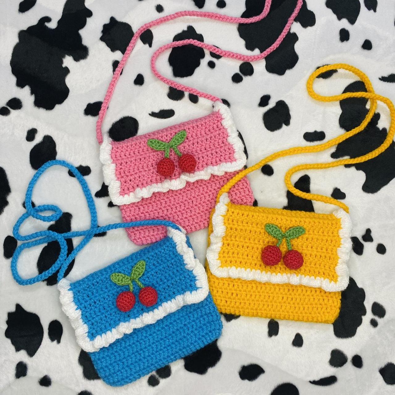 Handmade crocheted cherry bags.🍒 Length 17 cm Width... - Depop
