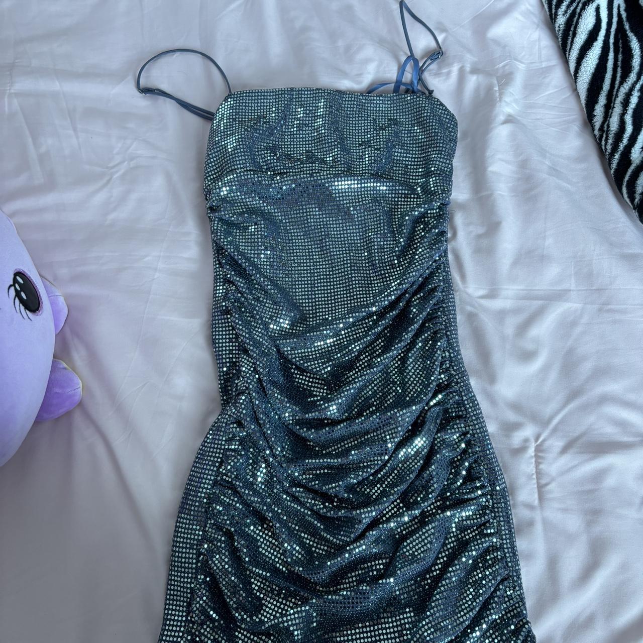 Blue/silver disco ball Hoco Dress!!! worn once... - Depop