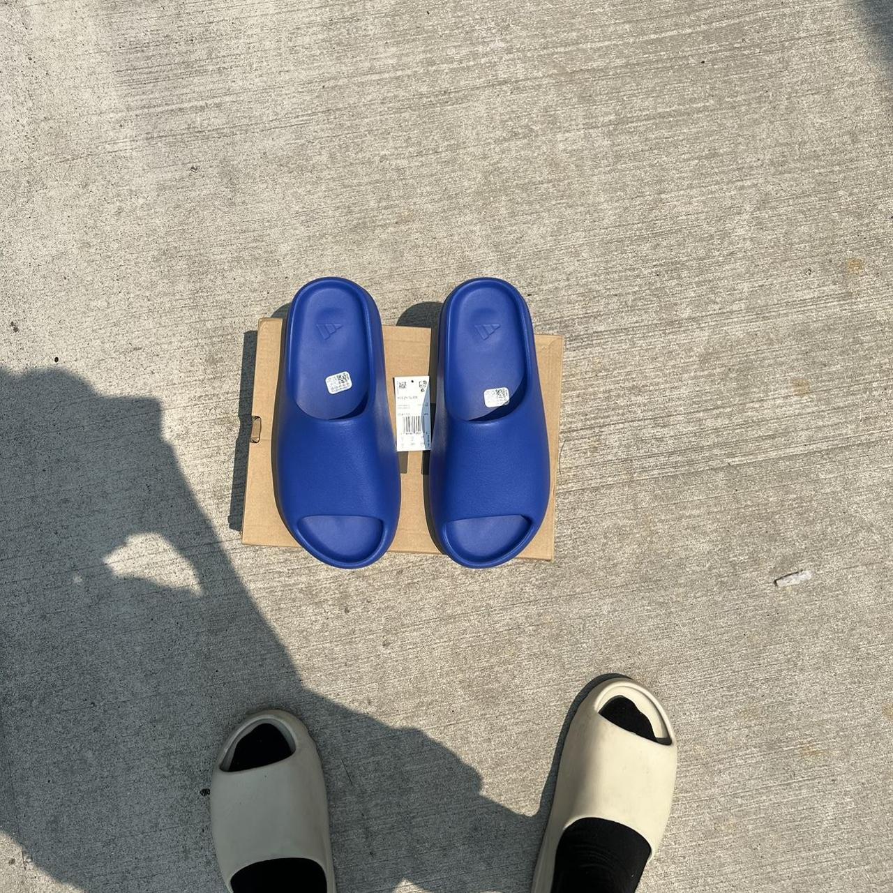 Yeezy Men's Blue Slides | Depop