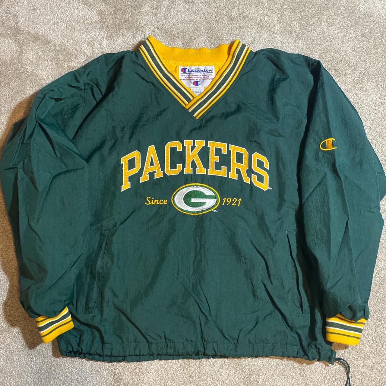 Vintage Green Bay Packers Champion Windbreaker Size... - Depop