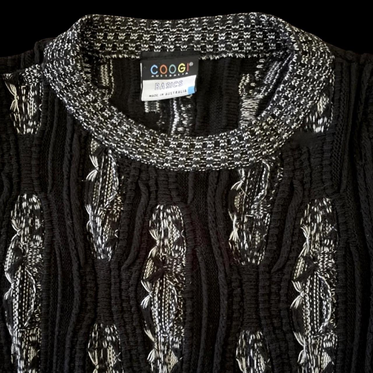 Vintage Authentic Coogi Sweater, Black & Gray... - Depop