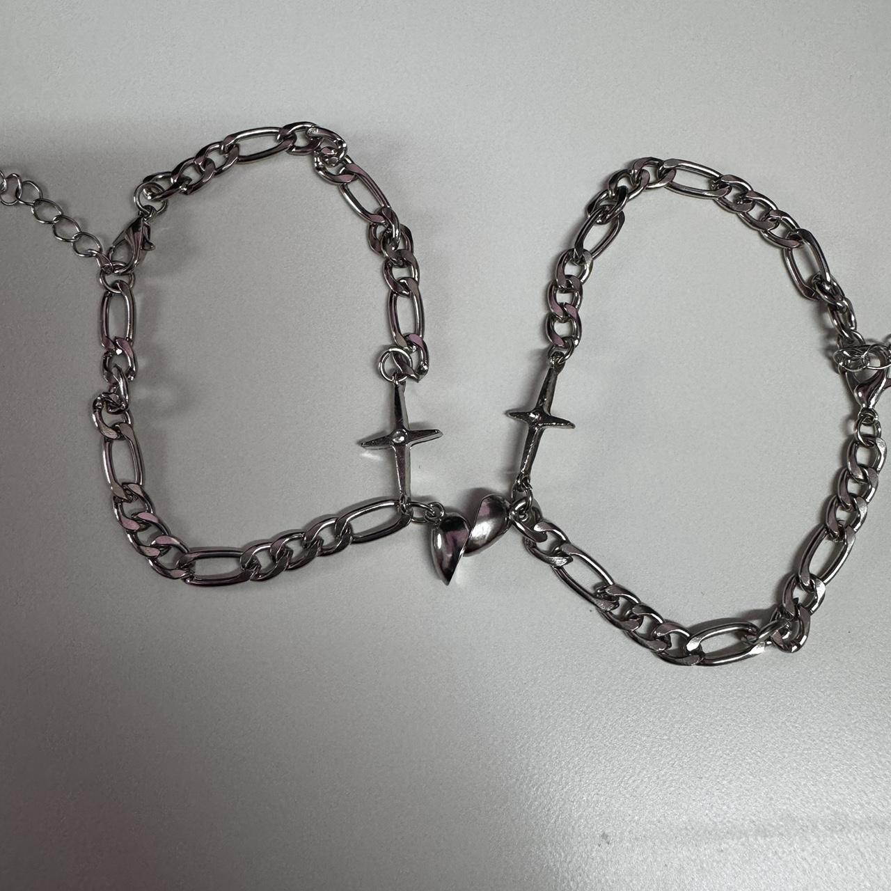 Matching Silver bracelet with Star and Heart... - Depop