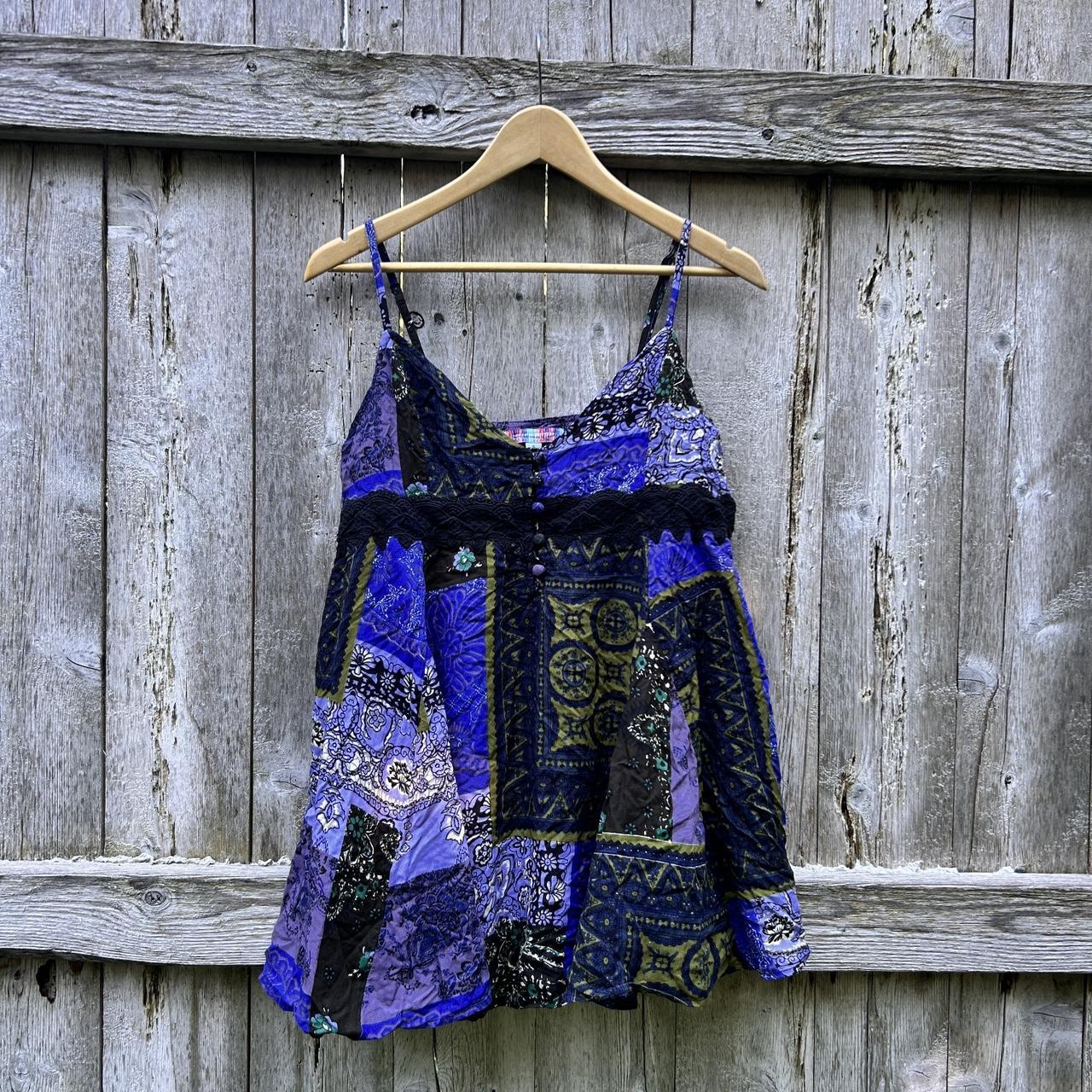 Patchwork tank Super cute tank, a bit longer of a... - Depop