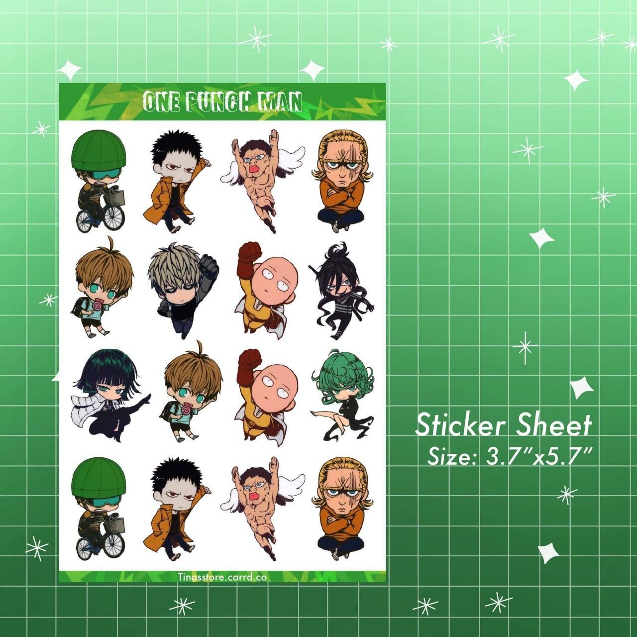 Holographic one-punch man sticker sheet/ waterproof... - Depop