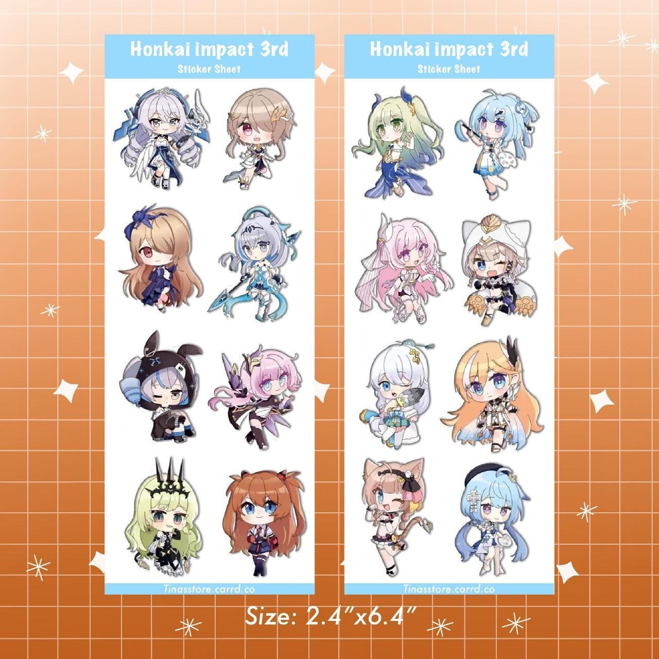 Honkai impact sticker sheets (matte) Size:... - Depop