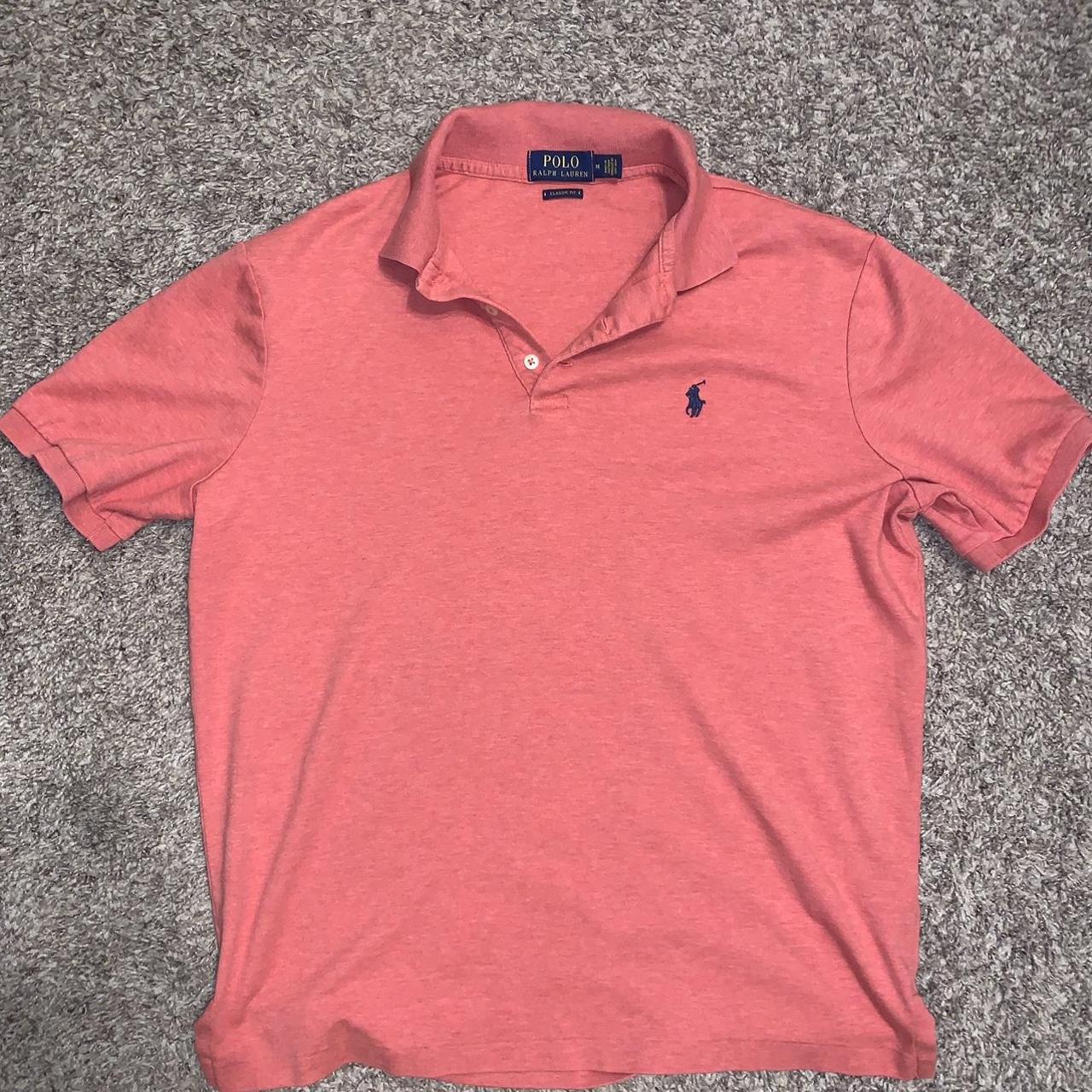 Salmon Colored Polo Shirt - Depop