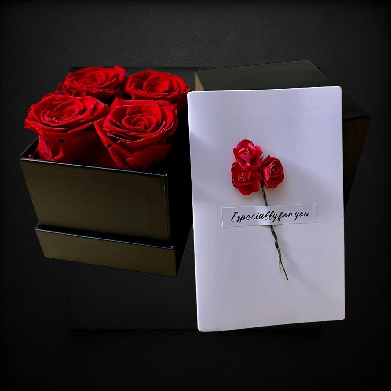 Preserved REAL Rose Gift Box-4 Forever Red Roses in... - Depop