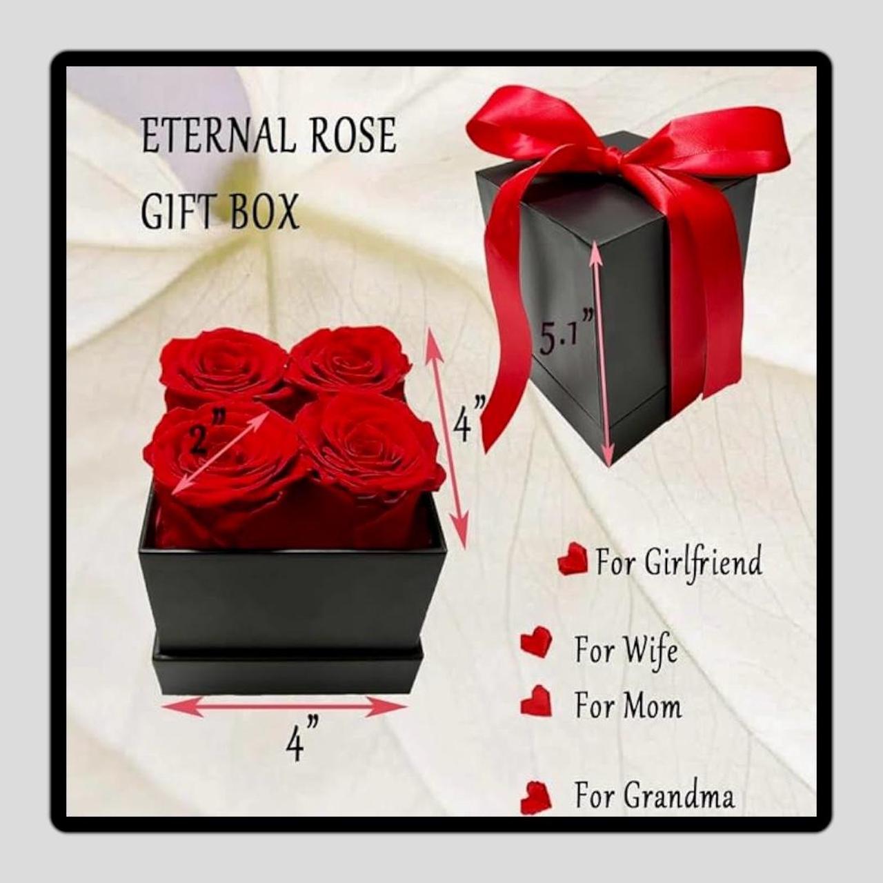 Preserved REAL Rose Gift Box-4 Forever Red Roses in... - Depop