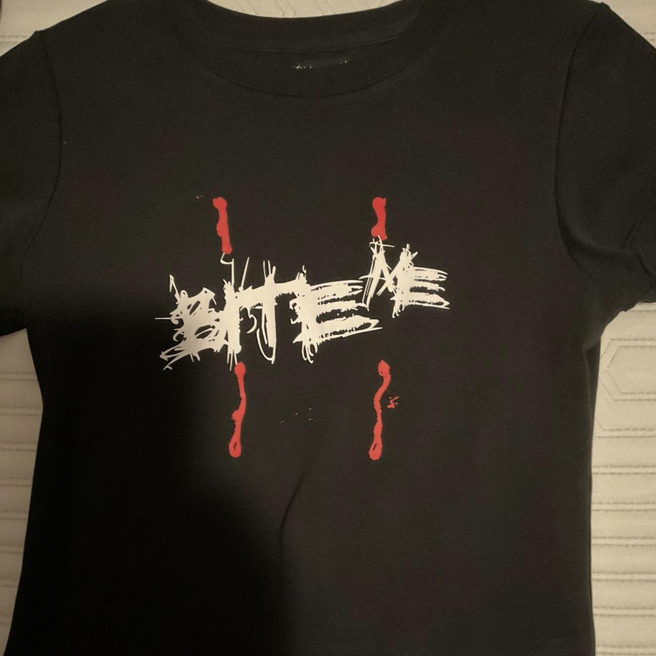 punxnkisses rare bite me crop top size... - Depop