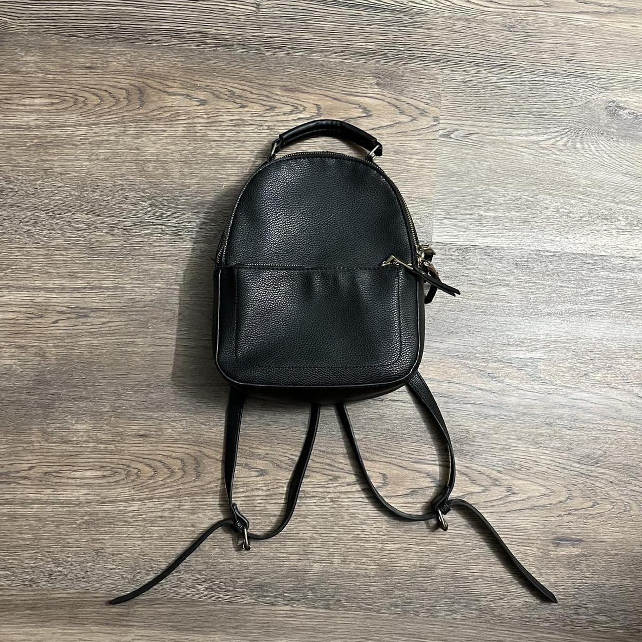 mini black leather backpack #casual #backpack #leather - Depop