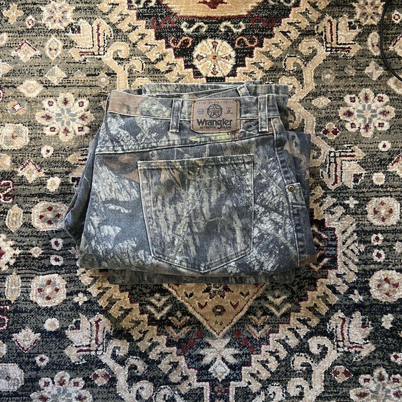 super baggy vintage real tree denim double knees... - Depop